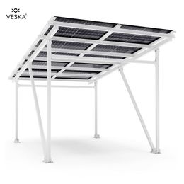 VESKA Solar-Carport "EcoPort 5000Bi" mit 10 Modulen - Effiziente und Nachhaltige Energiegewinnung in weiss