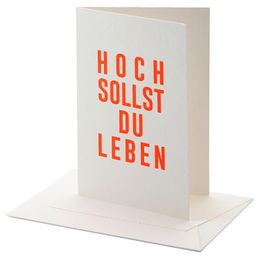 Grußkarte Zwölfer Hoch Sollst Du Leben Neonrot