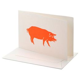 Grußkarte Zwölfer Schwein Neonrot