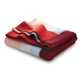 Røros Tweed Lammwolldecke Bauhausstil Rot