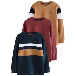 next Shirt Jungen Größe 110 camel / navy / karminrot / weiß