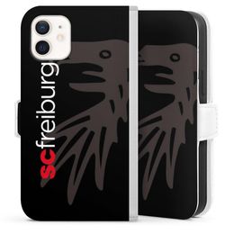 DeinDesign iPhone 12 mini Handy Klapph&uuml;lle Handyh&uuml;lle aus Kunst Leder wei&szlig; Flip Case Logo Sc Freiburg Official Licensed Product Sideflip mit Lasche