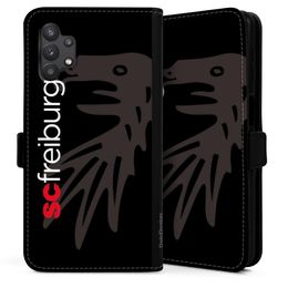 DeinDesign Galaxy A32 5G Handy Klapph&uuml;lle Handyh&uuml;lle aus Kunst Leder schwarz Flip Case Logo Sc Freiburg Official Licensed Product Sideflip mit langer Lasche