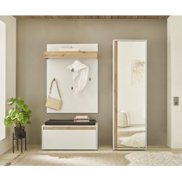 Garderoben-Set Inosign "GIRON/CiTY, moderne Garderobe, Komplettset mit viel Stauraum", weiß, B:170cm H:200cm T:40cm, Holzwerkstoff, Kastenmöbel-Sets, enthält Garderobenschrank, Paneel, Schuhbank inkl. Sitzkissen