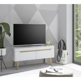 Lowboard Inosign "Torge, TV-Unterschrank, TV-Kommode, Fernsehschrank, TV-Board", wei&szlig;, B:107cm H:50cm T:40cm, FSC-zertifizierter Holzwerkstoff, Sideboards, Lowboard, abgeschr&auml;gte F&uuml;&szlig;e, drei Farben, Scandi Design, 107 cm breit