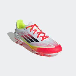 Fußballschuh adidas Performance "F50 CLUB FG/MG", Gr. 44, bunt (cloud weiß, core schwarz, solar gelb), Synthetik, Schuhe, für Rasenplätze