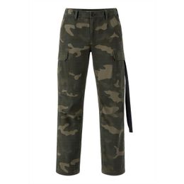 Cargohose Brandit "Brandit Damen Ladies M-65 Cargo Pants", Damen, Gr. 33, Normalgrößen, grün (schwarzcamo), 100% Baumwolle, unifarben, loose fit, Hosen