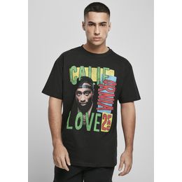 T-Shirt MisterTee "MisterTee Herren Tupac California Love Retro Oversize Tee", Herren, Gr. L, schwarz, 100% Baumwolle, unifarben, oversize, Rundhals, Shirts
