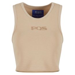 T-Shirt PEQUS "PEQUS PEQUS Island Defender Crop Top", Herren, Gr. L, beige, 100% Baumwolle, bedruckt, slim fit, Racerback, Shirts