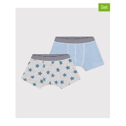 Petit Bateau 2er-Set: Boxershorts in Grau/ Hellblau - 22% | Größe 116 | Baby-waesche