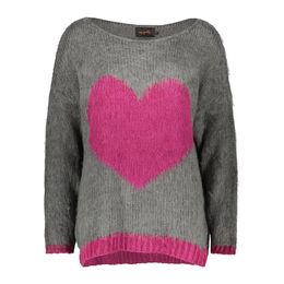 miss goodlife Pullover "Heart" in Grau/ Pink - 68% | Größe XL | Damen-pullover-cardigans