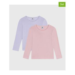 Petit Bateau 2er-Set: Longsleeves in Lila/ Rosa - 54% | Größe 92 | Baby-langarmshirts