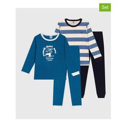 Petit Bateau 2er-Set: Pyjamas in Blau/ Schwarz - 33% | Größe 140 | Baby-waesche