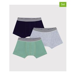 Petit Bateau 3er-Set: Boxershorts in Grün/ Grau/ Schwarz - 25% | Größe 140 | Baby-waesche