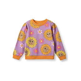 Smafolk Småfolk Sweatshirt "Sonnenblumen" in Lila - 49% | Größe 104/110 | Baby-sweatshirts-jacken