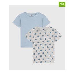 Petit Bateau 2er-Set: Shirts in Hellblau/ Grau - 37% | Größe 128 | Baby-shirts