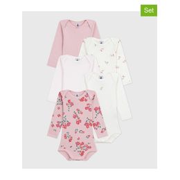 Petit Bateau 5er-Set: Bodys in Weiß/ Rosa - 36% | Größe 68 | Baby-bodys
