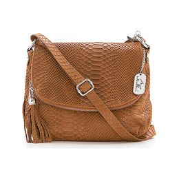 Anna Morellini Leder-Umhängetasche "Elena" in Hellbraun - (B)28 x (H)20 x (T)8 cm - 73% | Damen-taschen