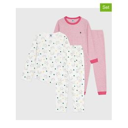 Petit Bateau 2er-Set: Pyjamas in Weiß/ Rosa - 37% | Größe 140 | Baby-waesche