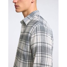 Selected Homme Hemd in Grau/ Wei&szlig; - 70% | Gr&ouml;&szlig;e M | Herren-plussize