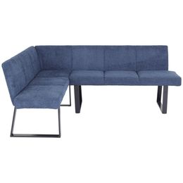 Mid.you Eckbank, Dunkelblau, Metall, Textil, 5-Sitzer, L-Form, 202x160 cm, Esszimmer, B&auml;nke, Eckb&auml;nke