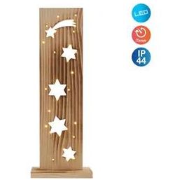 N&auml;ve N&Auml;VE LED Dekoobjekt "Sterne, Weihnachtsdeko aus Holz", beige (natur), H: 60cm, 1 Stk., Leuchten, Holz-Stehleuchte, H&ouml;he ca. 60 cm, Batteriebetrieben