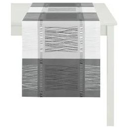 Tischläufer Apelt "COMO, LOFT STYLE, Jacquard", schwarz (schwarz, weiß), B:44cm L:140cm, Polyester, Tischdecken