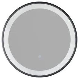 Paco Home Wandleuchte "SHIRLEY", schwarz, Ø 50cm H: 5cm, Leuchten, Beleuchteter Spiegel LED Backlight Rund 50cm IP44 Touch- Mit Rand, LED Badleuchte Spiegel mit Beleuchtung