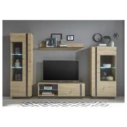 Wohnwand Inosign "CLAiR Kombi 21", braun (eiche artisan), B:290cm H:194cm T:40cm, Kastenmöbel-Sets, Wohnwand