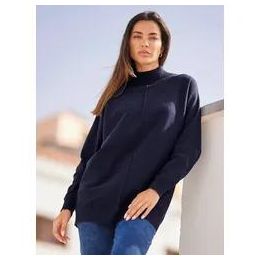 Strickpullover Heine "Pullover", Damen, Gr. 50, blau (marine), 100% Baumwolle, unifarben, Pullover