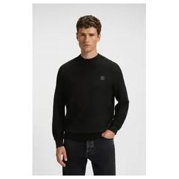Strickpullover BOSS ORANGE "Anion", Herren, Gr. L, schwarz (schwarz001), Strick, Obermaterial: 95% Baumwolle, 5% Kaschmir, unifarben, regular fit, Rundhals, eingesetzt Bündchen, Pullover, mit BOSS-Badge