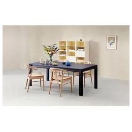 Esstisch HAMMEL FURNITURE "Join by Hammel", schwarz, B:434cm H:75cm, Tischplatte: Schwarzes Fenix-Laminat. Kanten aus massiver Eiche, schwarz gebeizt. Mit nanobehandeltem Laminat, einer matten, seidigen Oberfläche, die Fingerabdrücke abweist und langlebig und hygienisch ist. Gestell: Eiche massiv, schwarz gebeizt., Tische, 220-541 cm, ausziehbar groß XXL, für 6-18 Pers., 6 Einlegeplatten