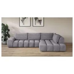 Ecksofa Inosign "AZITA klein, L-Form, elegant und bequem Designsofa in Bubble-Optik", grau (hellgrau), B:296cm H:89cm T:176,5cm, 100% Polyester, Sofas, lose Rückenkissen, traumhafte Steppung, Maße B/T/H: 296/176,5/89 cm