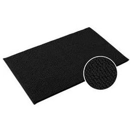 Badematte OTTO HOME "Vanessa Chenille, Badvorleger, Badezimmer Teppich, Duschvorleger" Gr. 3, schwarz, H:15mm, Polyester, Badematten, Badematte, Uni Farben, besonders weich