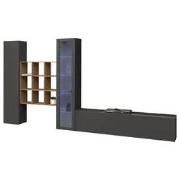 Wohnwand Inosign "Maruska", weiß (weiß hochglanz, weiß hochglanz), B:350cm H:180cm T:30cm, Spanplatte, Kastenmöbel-Sets