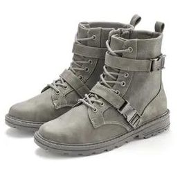 Stiefelette Vivance "Stiefel, Boots", Damen, Gr. 39, grau, Obermaterial: 100% Lederimitat. Futter: 100% Textilmaterial. Decksohle: 100% Textilmaterial. Laufsohle: 100% Synthetik, unifarben, Schuhe, mit modischen Zierschnallen VEGAN