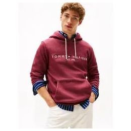 Kapuzensweatshirt Tommy Hilfiger "TOMMY LOGO HOODY mit Kapuze und Kängurutasche", Herren, Gr. 3XL, deep rouge heather, Sweatware, Obermaterial: 64% Baumwolle, 36% Polyester, gerade, unten schmal hüftlang, Rundhals, angesetztes Bündchen, Sweatshirts, unifarben, casual, regular fit, Baumwollmix, Kapuze
