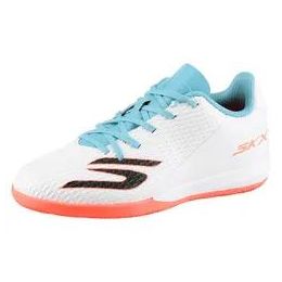 Fußballschuh Skechers "JR CRIB IC, Skechers Skx_2 Jr Td Ic", Gr. 27, weiß (wtqp weiß), Lederimitat, Schuhe, Indoor Court Schuh für eine optimale und präzise Ballkontrolle