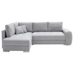 Ecksofa MR. COUCH "Mykonos, L-Form, Dauerschläfer", memphis 45 grau, B:269cm H:90cm T:179cm, Grundgewebe 100% Polyester; Nutzschicht 90% Polyester / 10% Polyamid, Sofas, mit DuraSpring-Taschenfederkern bis 140 kg belastbar