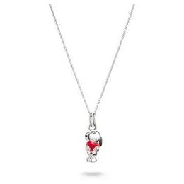 Kette mit Anhänger Thomas Sabo "Thomas Sabo x Peanuts Kette Snoopy mit Herz" Gr. 45, silberfarben, schwarz, rot, Halsketten, Damen, 45, Silber 925 (recycelt), L: 45 B: 9mm, B:9mm