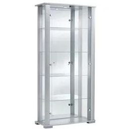 Fif Möbel Vitrine FIF MÖBEL "STELLA", silber, Holzwerkstoff, Sicherheitsglas ESG, Schränke, Standvitrine/Glasvitrine 2x Glastür,perfekt für Sammler,Sammlervitrine