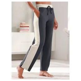 Jerseyhose, Damen, Gr. 52/54, Normalgrößen, grau (anthrazit, ecru), 64% Viskose, 30% Polyester, 6% Elasthan, unifarben, Hosen