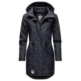 Outdoorjacke Navahoo "Deike", Damen, Gr. S (36), blau, Oberstoff: 50% Polyurethan, 50% Polyester, Futter: 100% Polyester, Ärmelfutter: 100% Polyester, clean, tailliert Po-bedeckend, Ärmel ohne Ärmelschlitz normaler Saum mit Druckknopf, Jacken, modischer Damen Outdoor Regenmantel