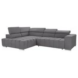 Ecksofa exxpo - SOFA FASHION "Elias, aktuelle Kreuzsteppung im Sitz, bequem, L-Form", grau (anthrazit), B:307cm H:94cm T:201cm, Struktur ( 100% Polyester), Sofas, mit Kopf- bzw. Rückenverstellung, wahlweise mit Bettfunktion