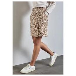 Minirock Street One, Damen, Gr. 42, beige (honey sand), Stoff, 90% Polyester, 10% Elasthan, bedruckt, gerade knielang, Röcke, mit seitlichen Einschubtaschen