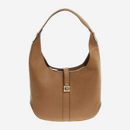 Hellbraune Schultertasche mit Logo-Details