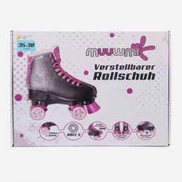 Muuwmi Schwarz-lilafarbene verstellbare Rollschuhe mit Fleecefutter