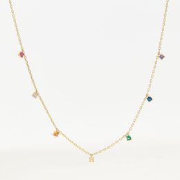 585er vergoldete Halskette mit mehrfarbigen Zirkonen