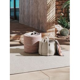 benuta Finest In- & Outdoor Korb Noe Grau/Beige 38x38x33 cm - Teppich für Balkon, Terrasse & Garten