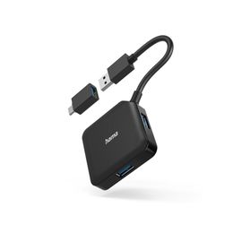Hama 4 Ports, USB 3.2 Gen1, inkl. USB-C Adapter in Schwarz | Gr.: onesize